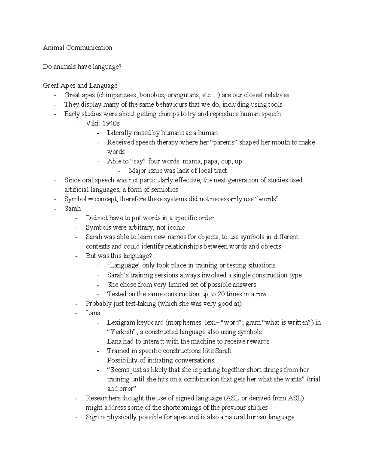 Animal Communication Lecture Notes - Animal Communication Do animals ...
