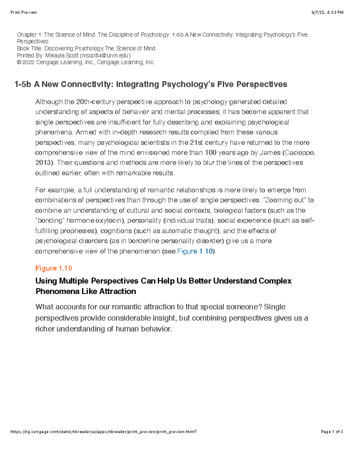 Chapter 1.5b: Integrating Five Perspectives in Psychology - Studocu