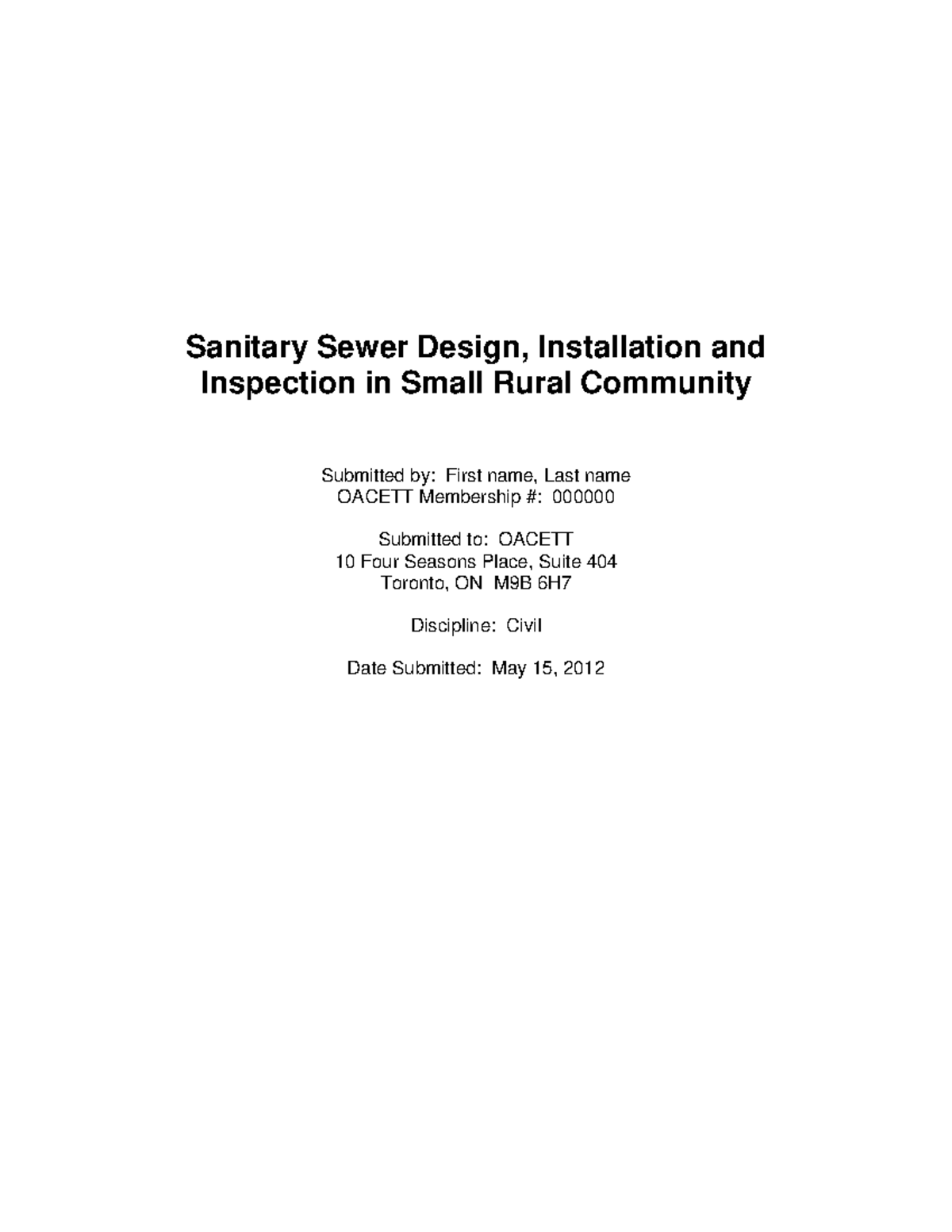 Sanitary sewer design and installation in small rural communities (CIV ...