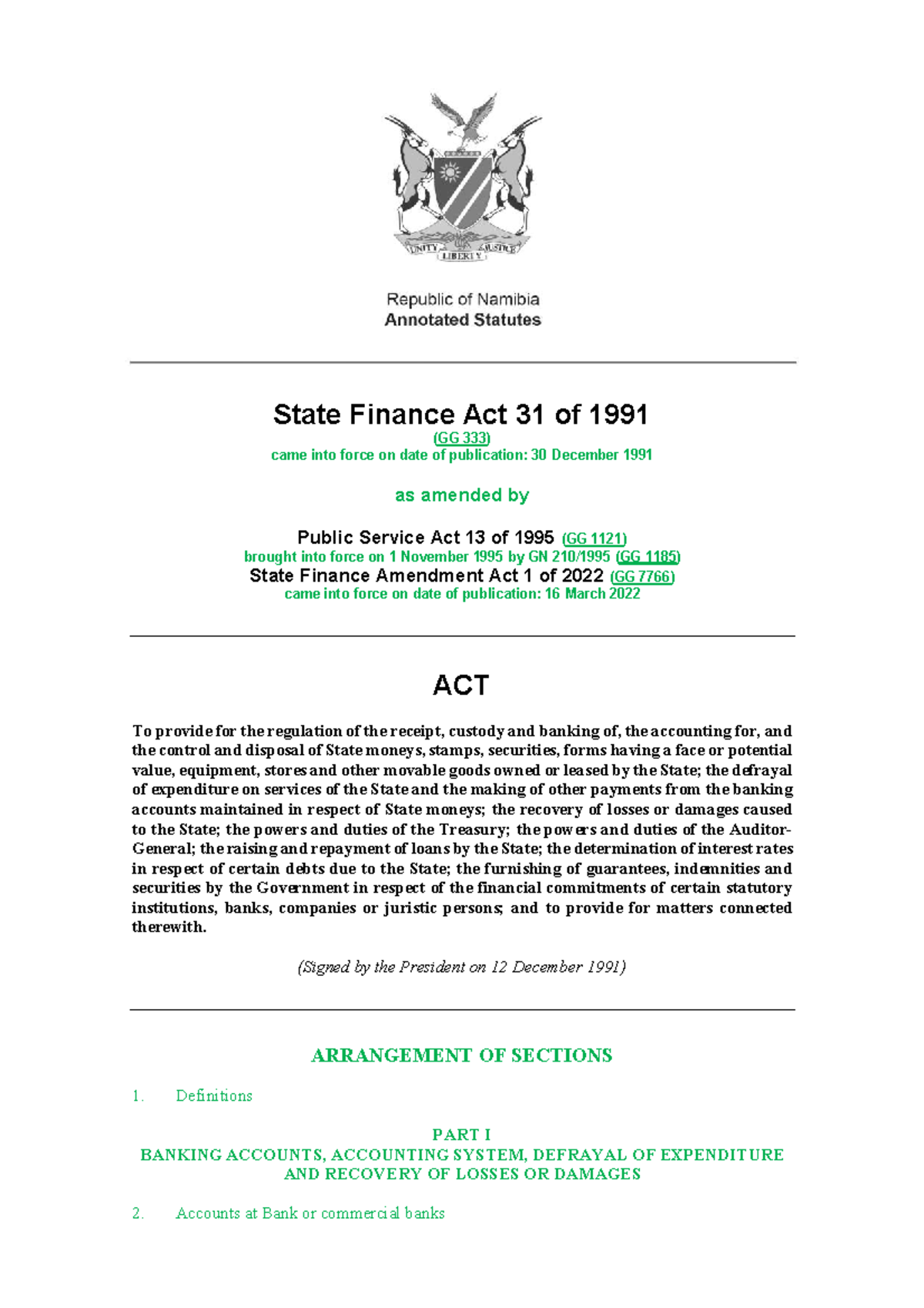 State Finance Act 31 of 1991: Comprehensive Overview and Amendments ...