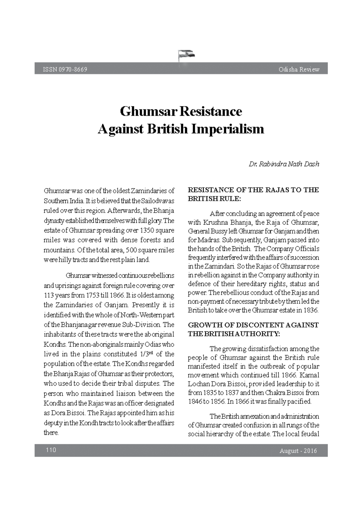 Ghumsar Resistance Against British Rule: A Historical Overview (HIST ...