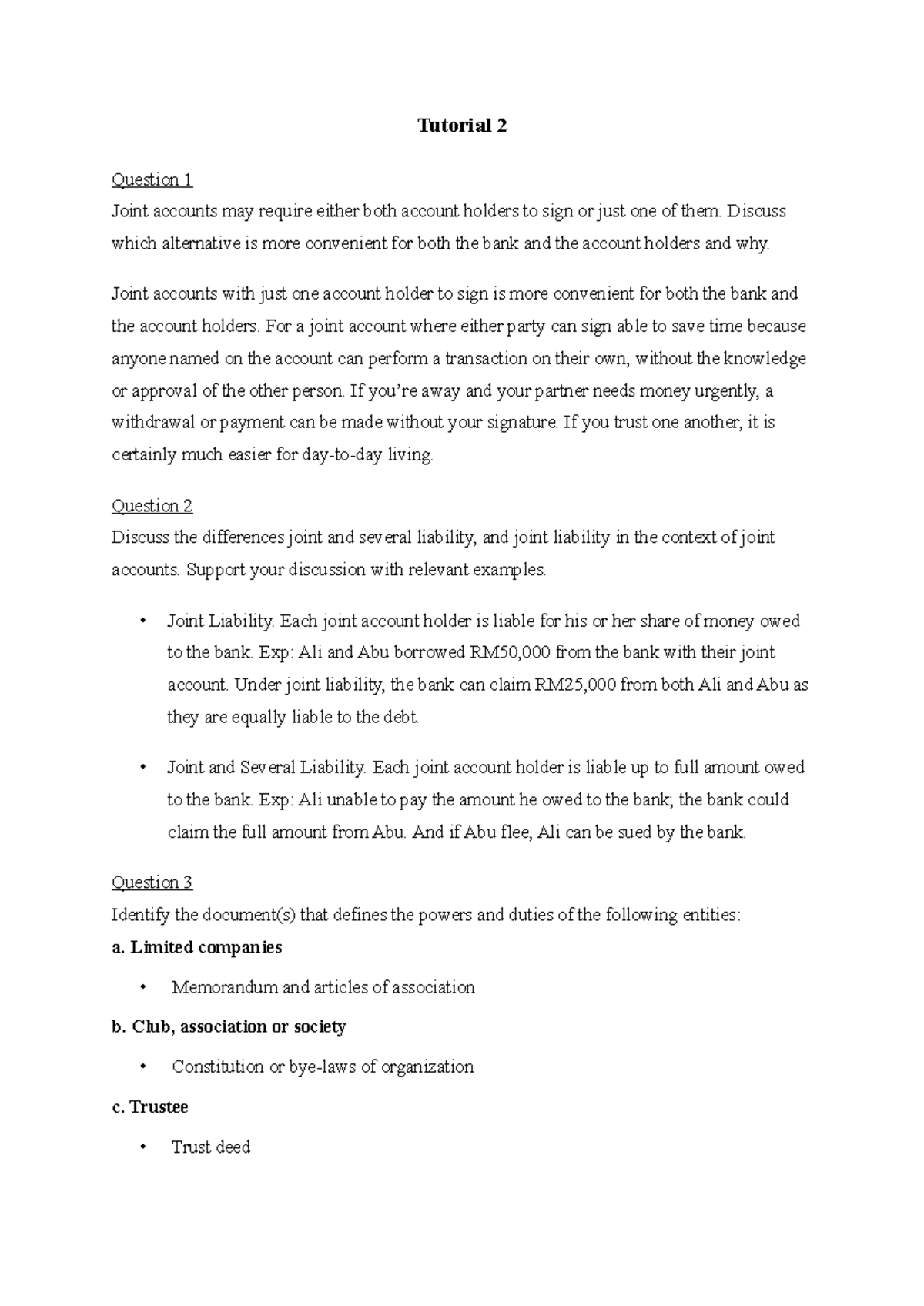 BO Tutorial 2: Joint Accounts, Liabilities, and Banking Procedures ...
