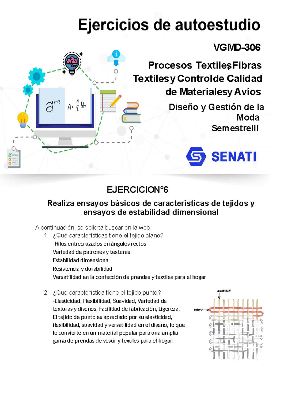 VGMD-306 Ejercicio T006: Estabilidad Dimensional en Textiles - Studocu