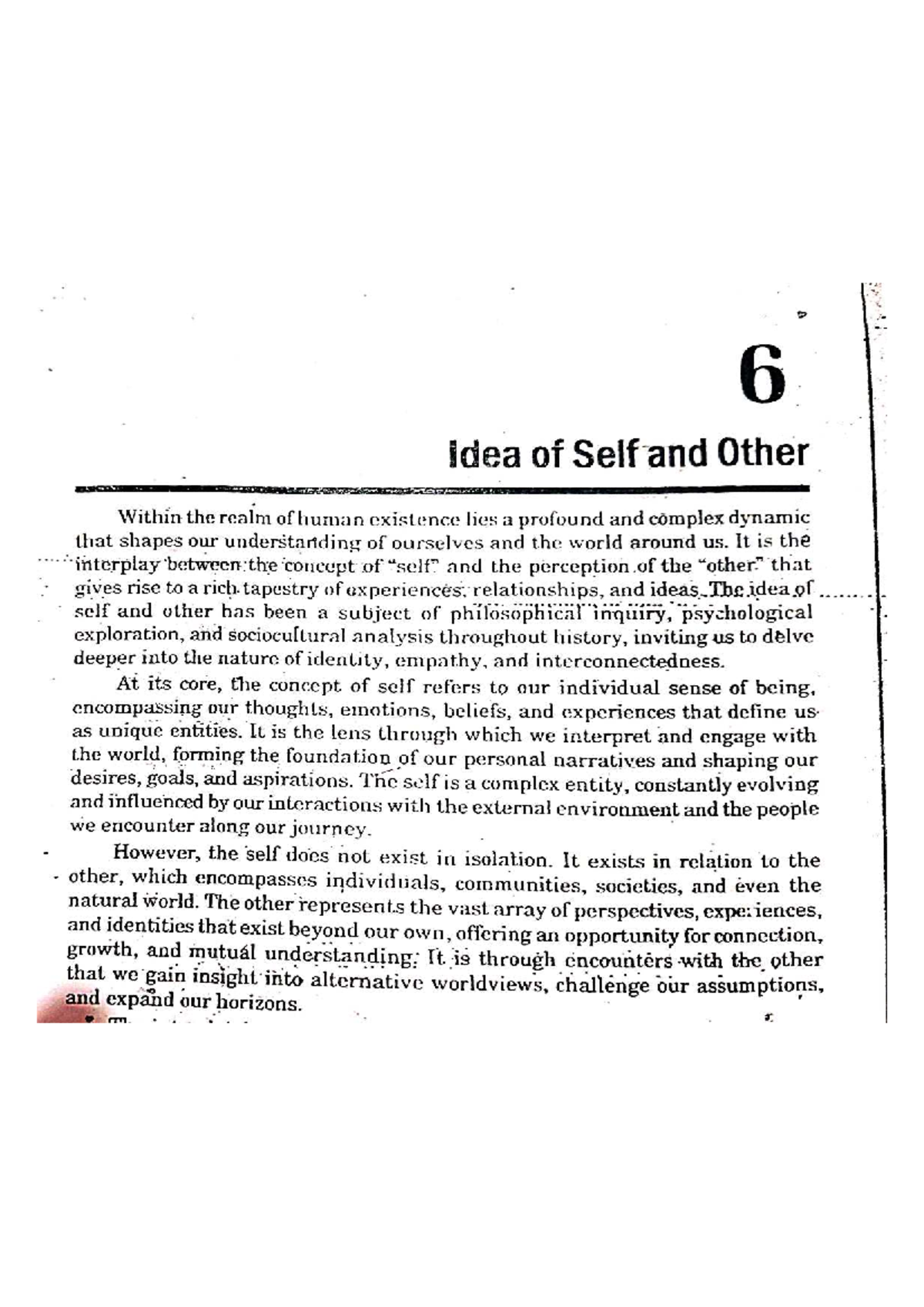 The Idea of Self and Other: Important Exam Notes (Course Code: 6) - Studocu