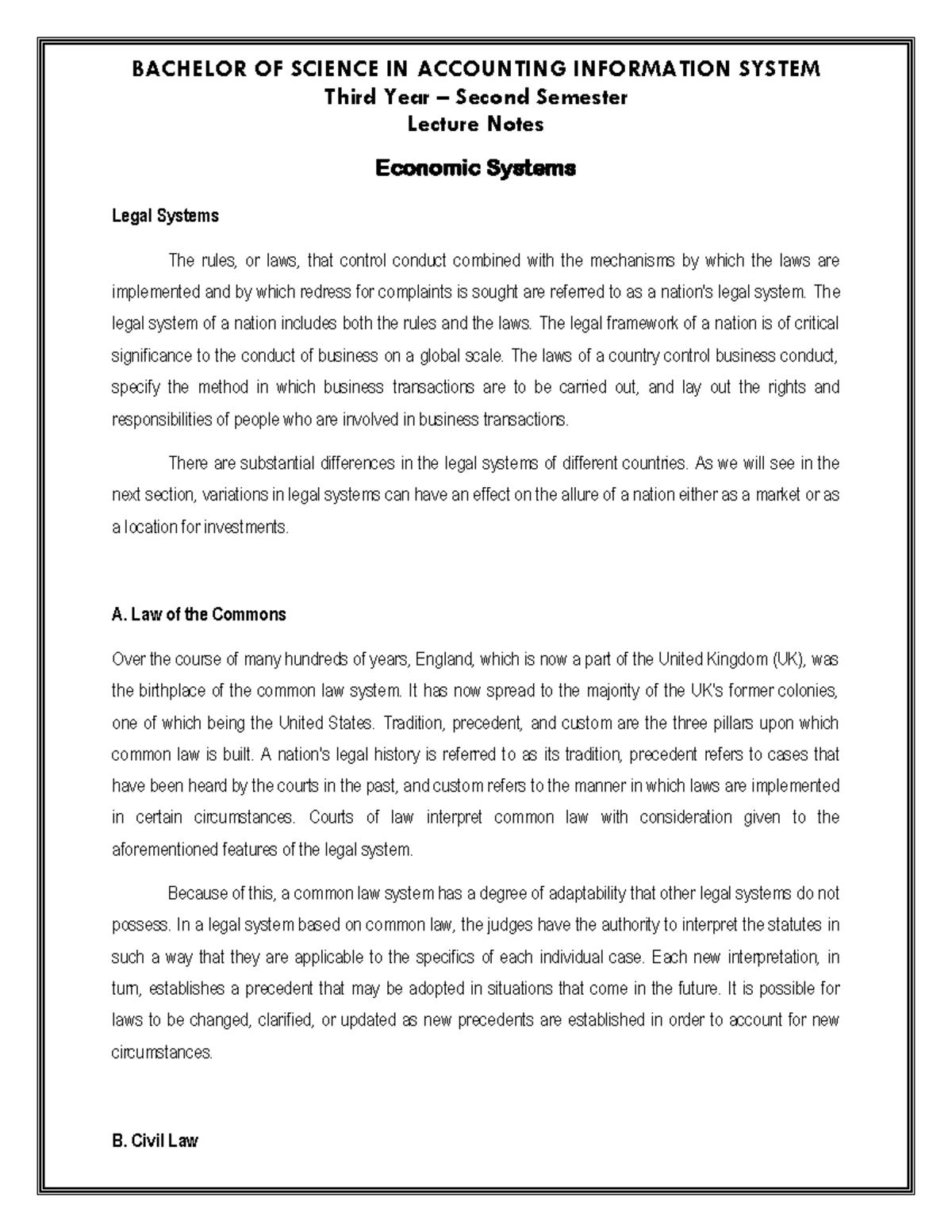 Bachelor OF Science IN Accounting Information System Third Year College ...