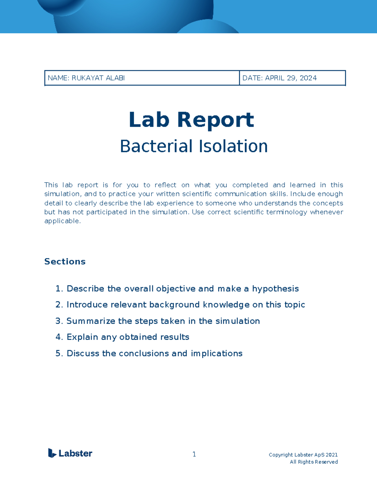 Touchstone 3 Lab Report: Bacterial Isolation Summary and Analysis - Studocu