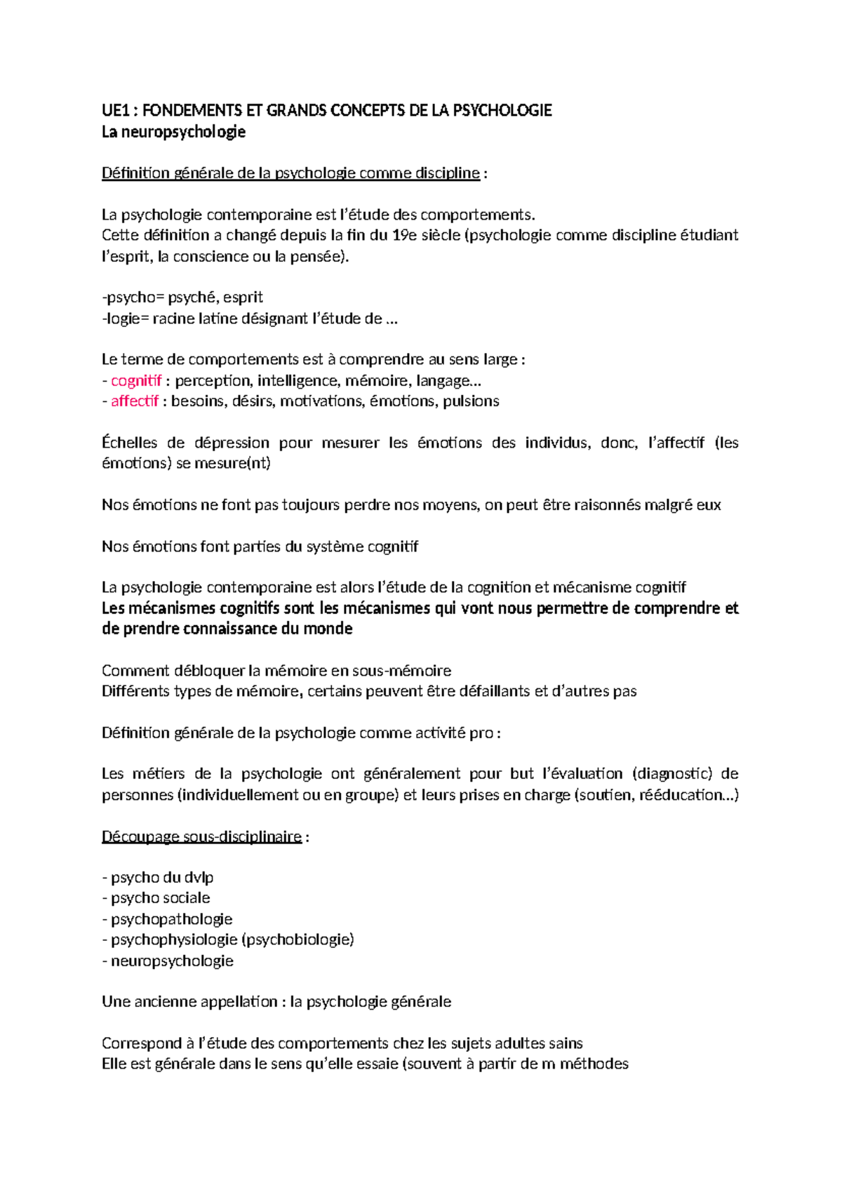 UE1 - fondements etc.. neuro - UE1 : FONDEMENTS ET GRANDS CONCEPTS DE ...