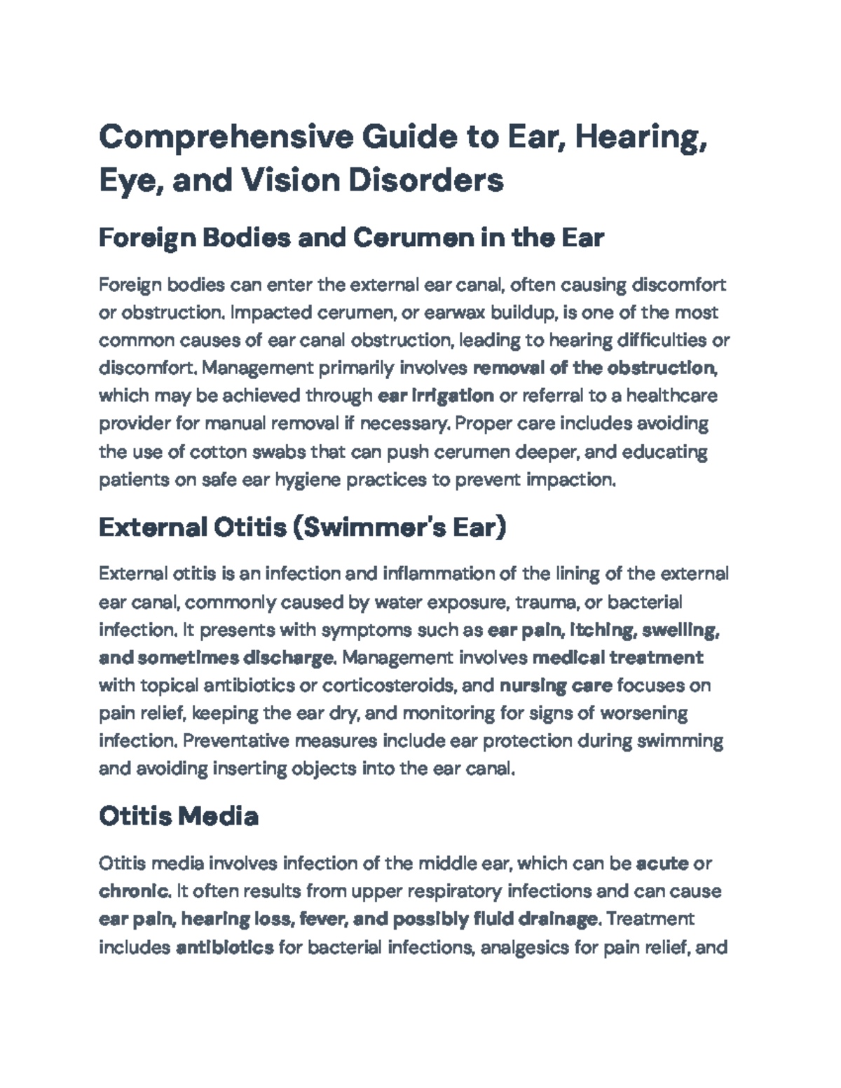 Comprehensive Guide to Ear, Hearing, Eye, and Vision Disorders (EH 101 ...
