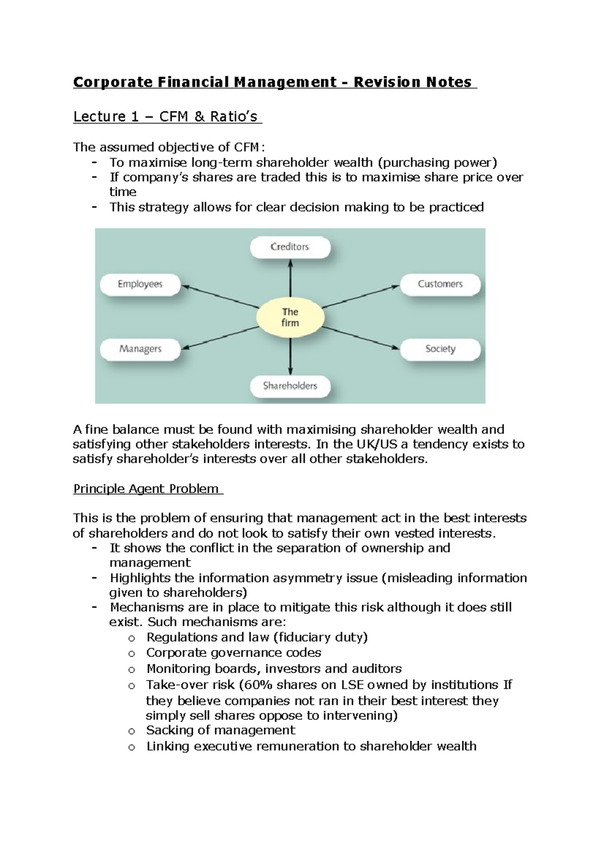 Corporate Financial Management (CFM) - Comprehensive Revision Notes ...