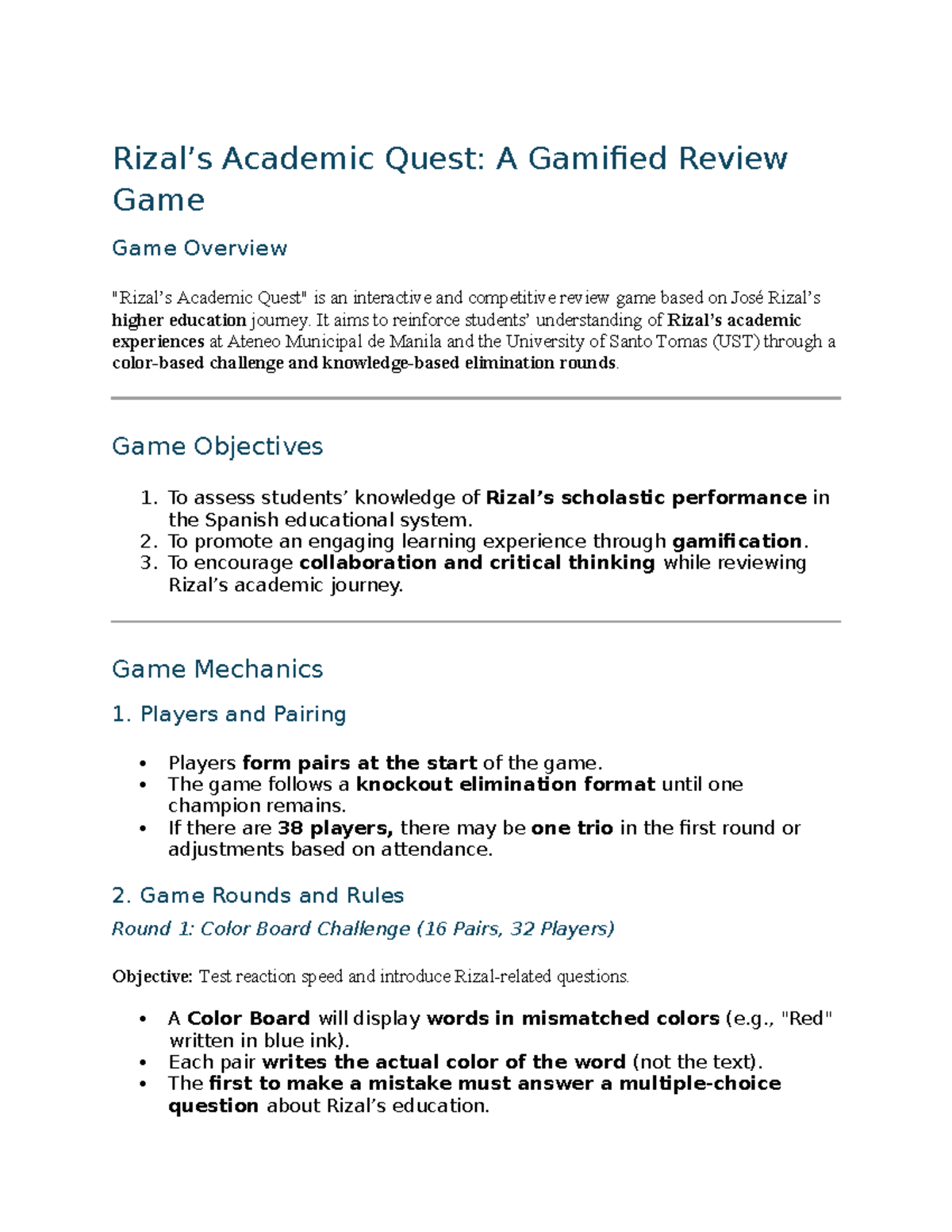 Academic Quest: A Gamified Review Game Overview and Mechanics - Studocu