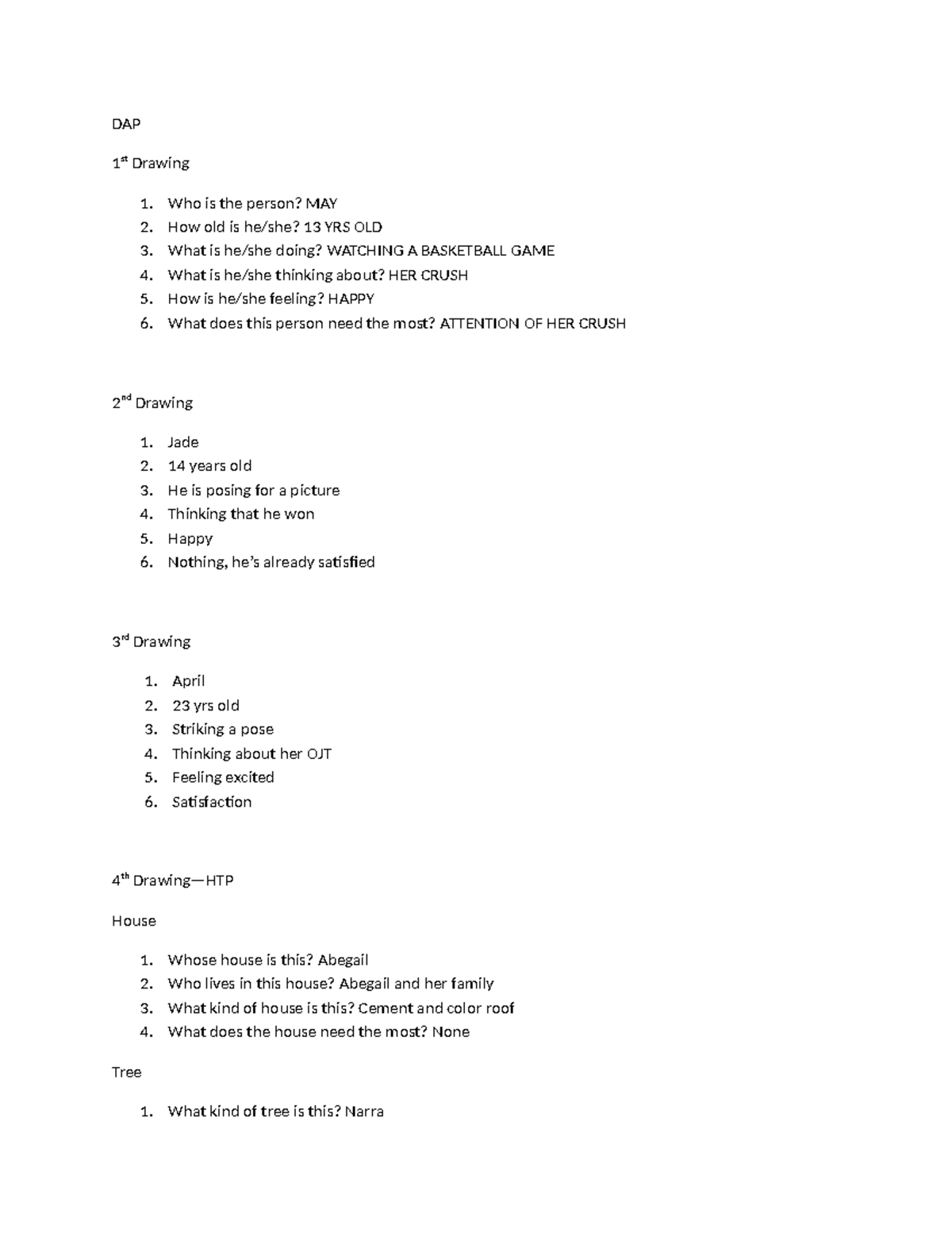 DAP-HTP Drawing Analysis and Interpretation Sample - Studocu