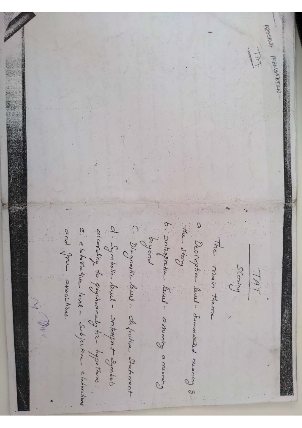 TAT Analysis: Scoring and Interpretation of Main Themes and Needs - Studocu