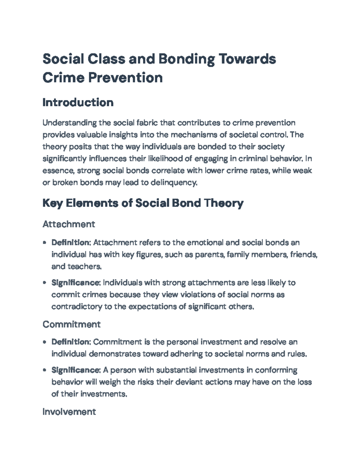 Social Class and Bonding: Implications for Crime Prevention - Social ...