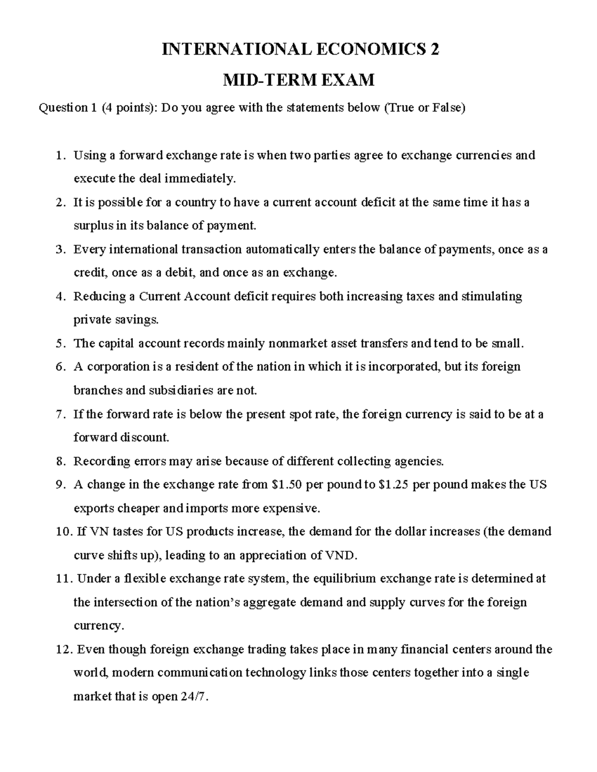 INTERNATIONAL ECONOMICS 2 MIDTERM EXAM: Key Concepts & Questions - Studocu