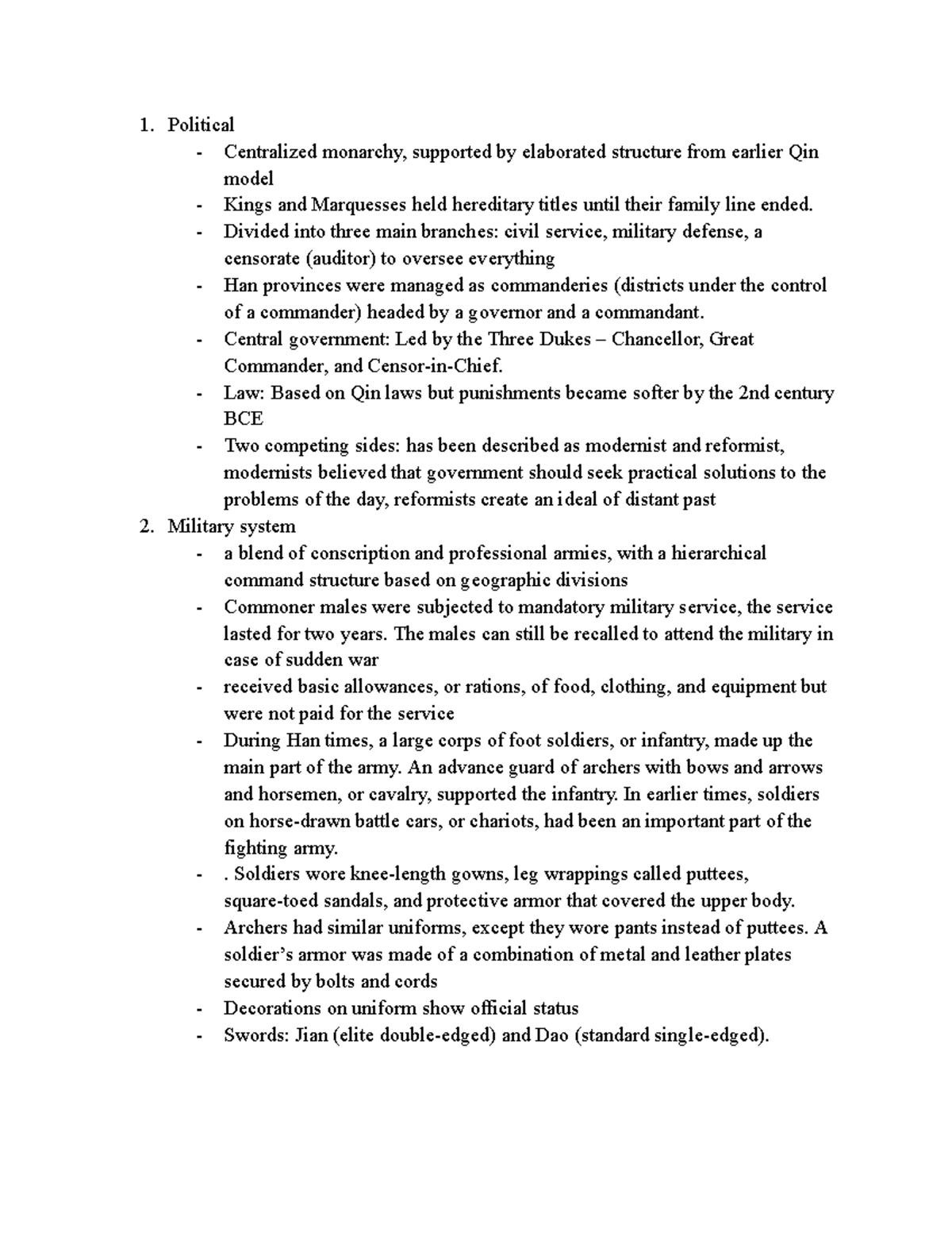 Han Dynasty Political Structure and Military System Analysis - Studocu