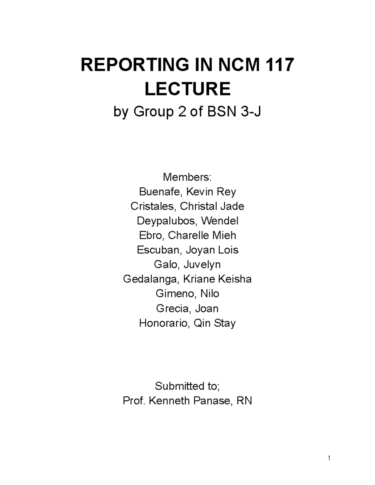Cognitive Disorders GRP 2 - REPORTING IN NCM 117 LECTURE by Group 2 of ...