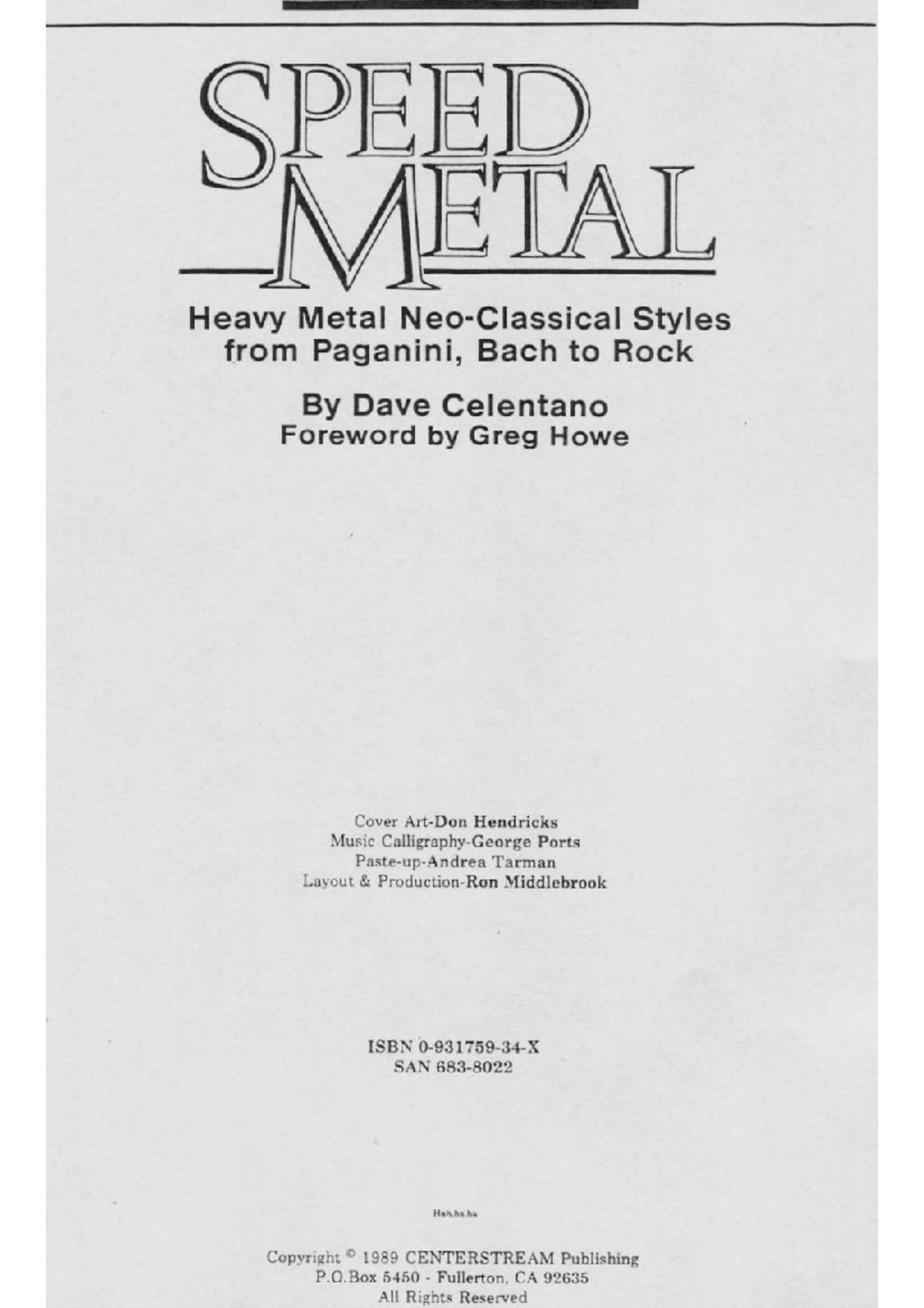SPEED METAL: Neoclassical Guitar Techniques by Greg Howe - Studocu