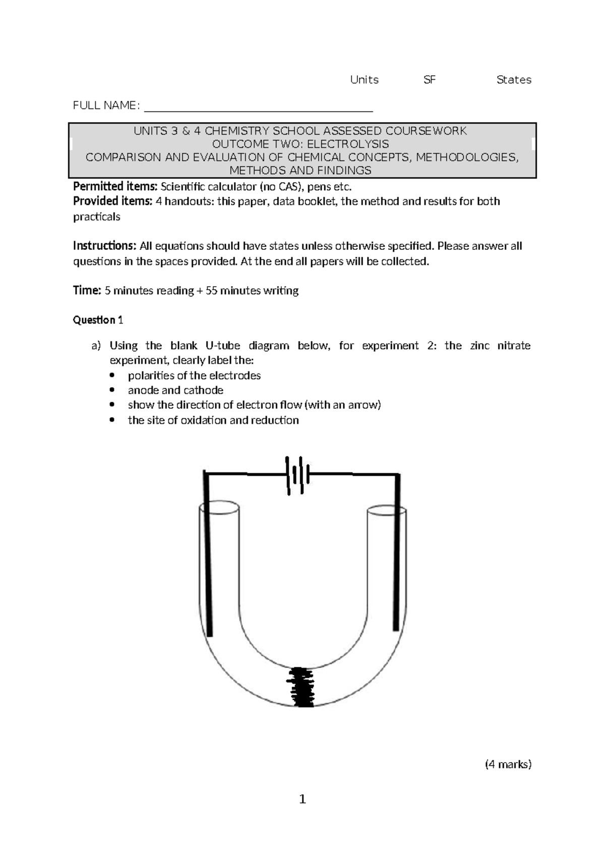 2025 CHEMISTRY SAC: Electrolysis Practical Comparison and Evaluation ...