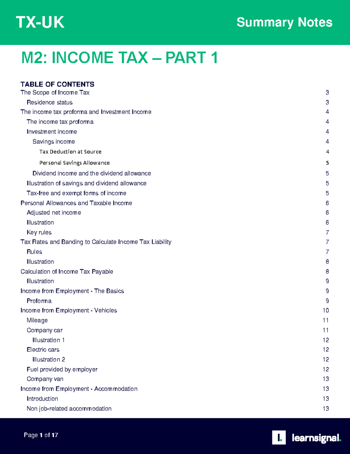 M2: Summary Notes on Income Tax - ACCA UK Tax Exam Prep - Studocu
