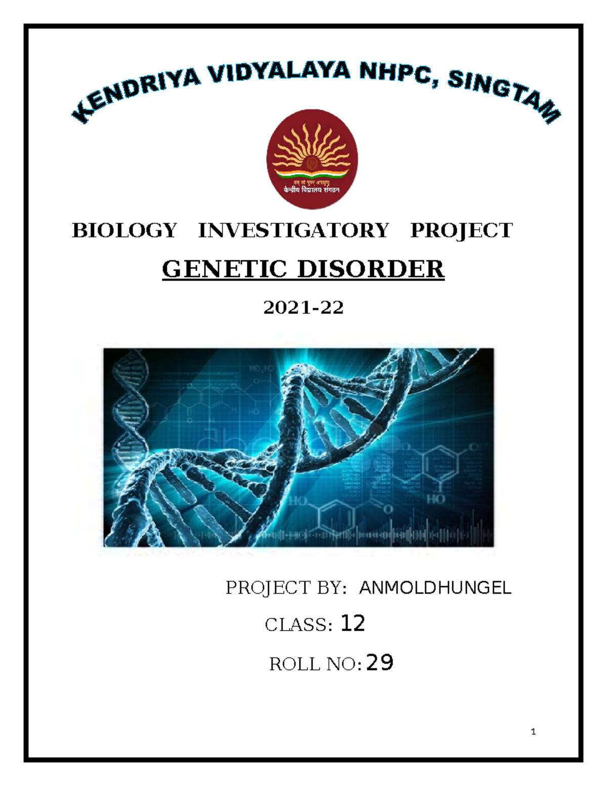 566359546 Biology Investigatory Project on Genetic Disorders - Studocu