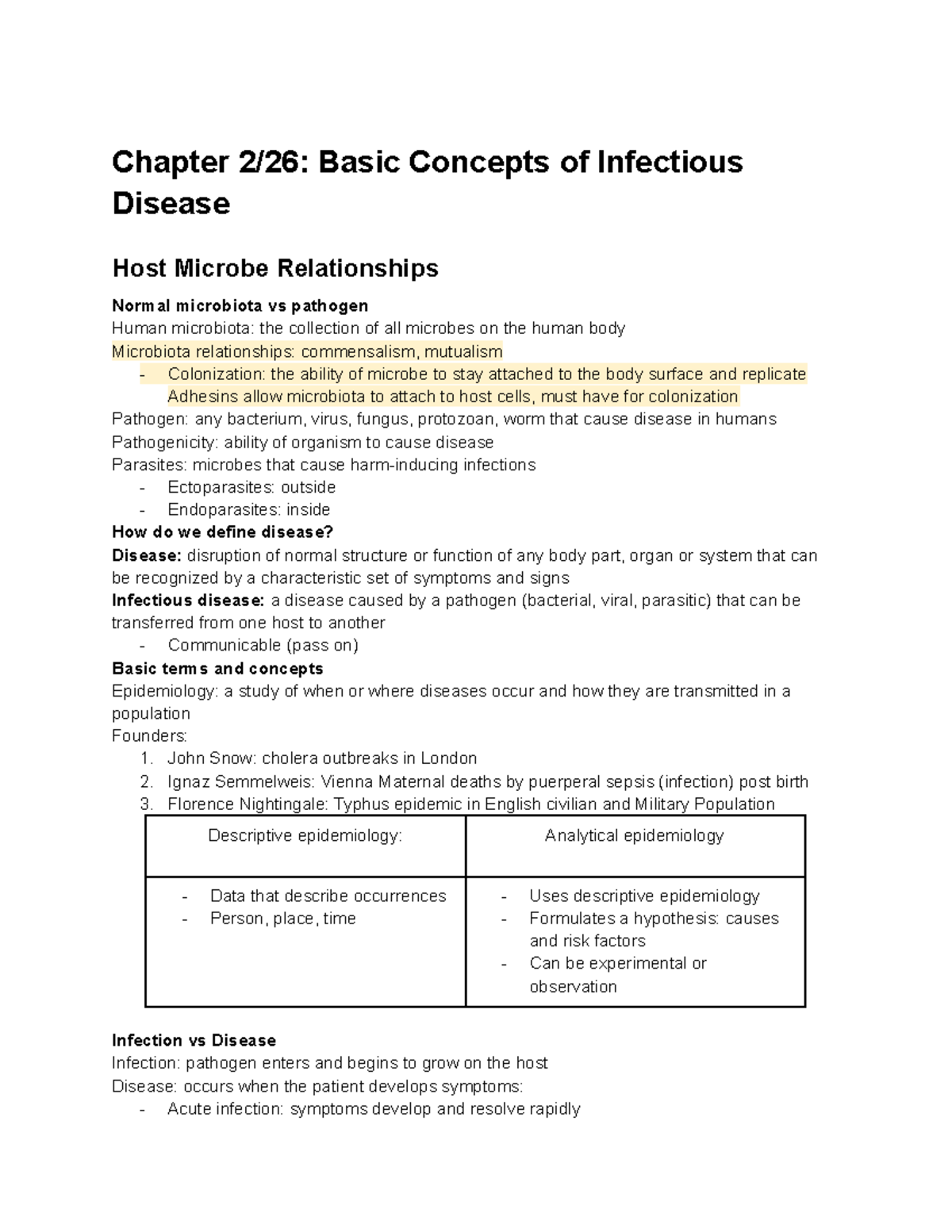Exam 2 - Host-Microbe Relationships and Infectious Disease Concepts ...