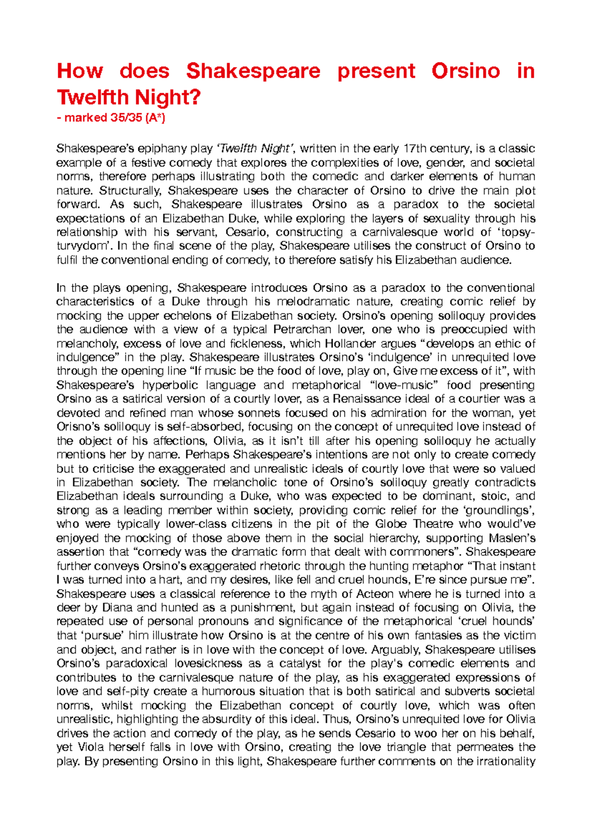 Pdffff Orsino's Complex Characterization in Shakespeare's Twelfth Night ...