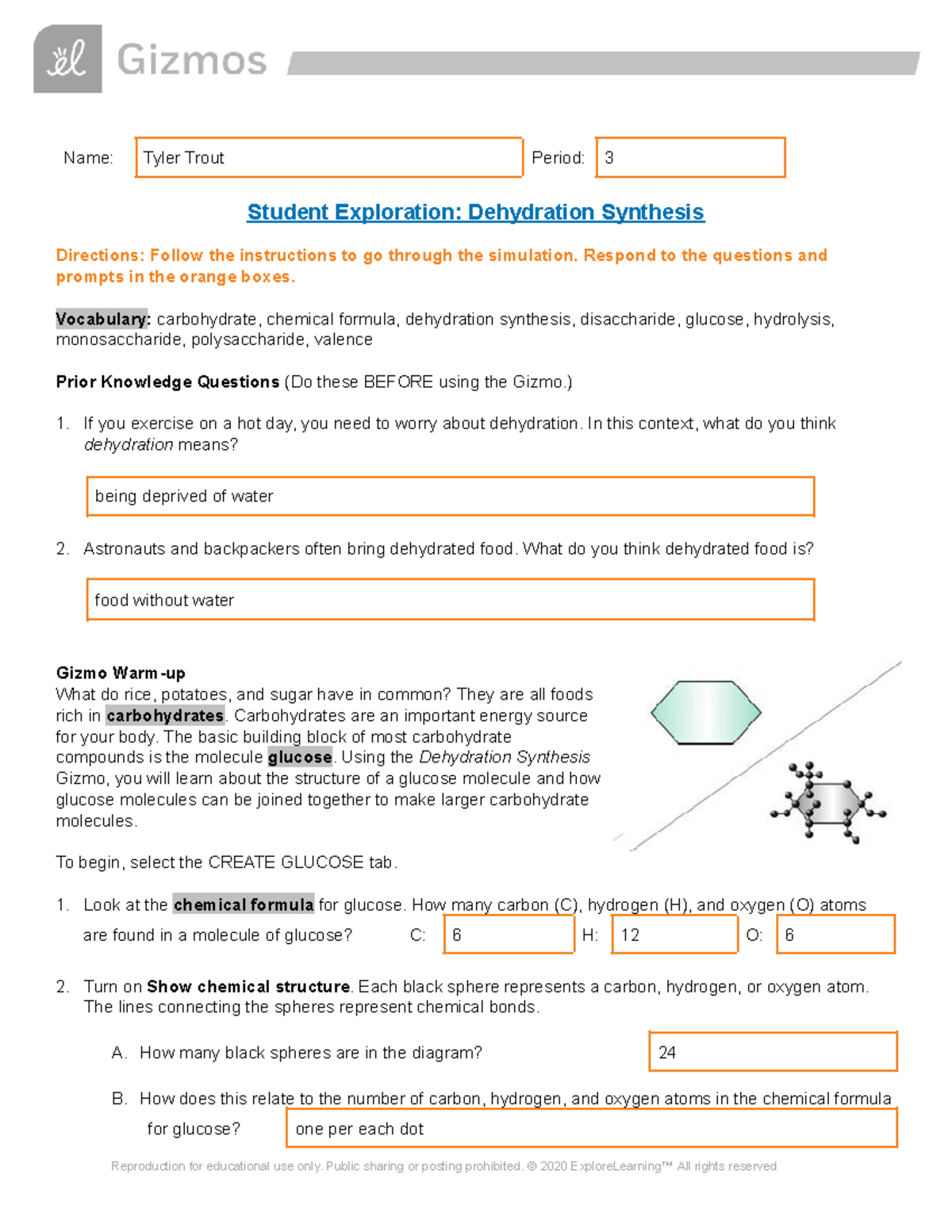 Dehydration Synthesis Exploration SE (Biology) - Studocu