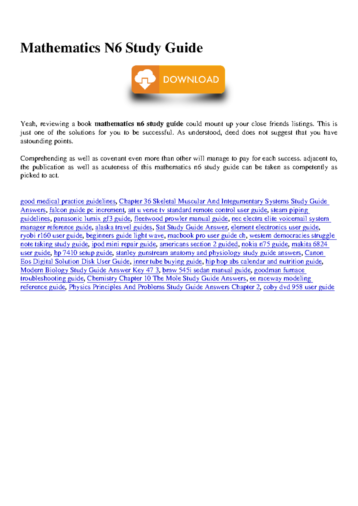 Mathematics N6 Study Guide: Pathway to Success and Understanding - Studocu