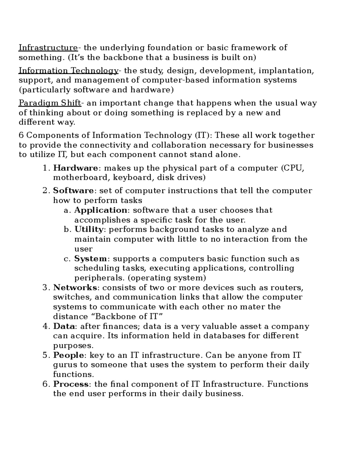 D075 Study Guide - Infrastructure- the underlying foundation or basic ...