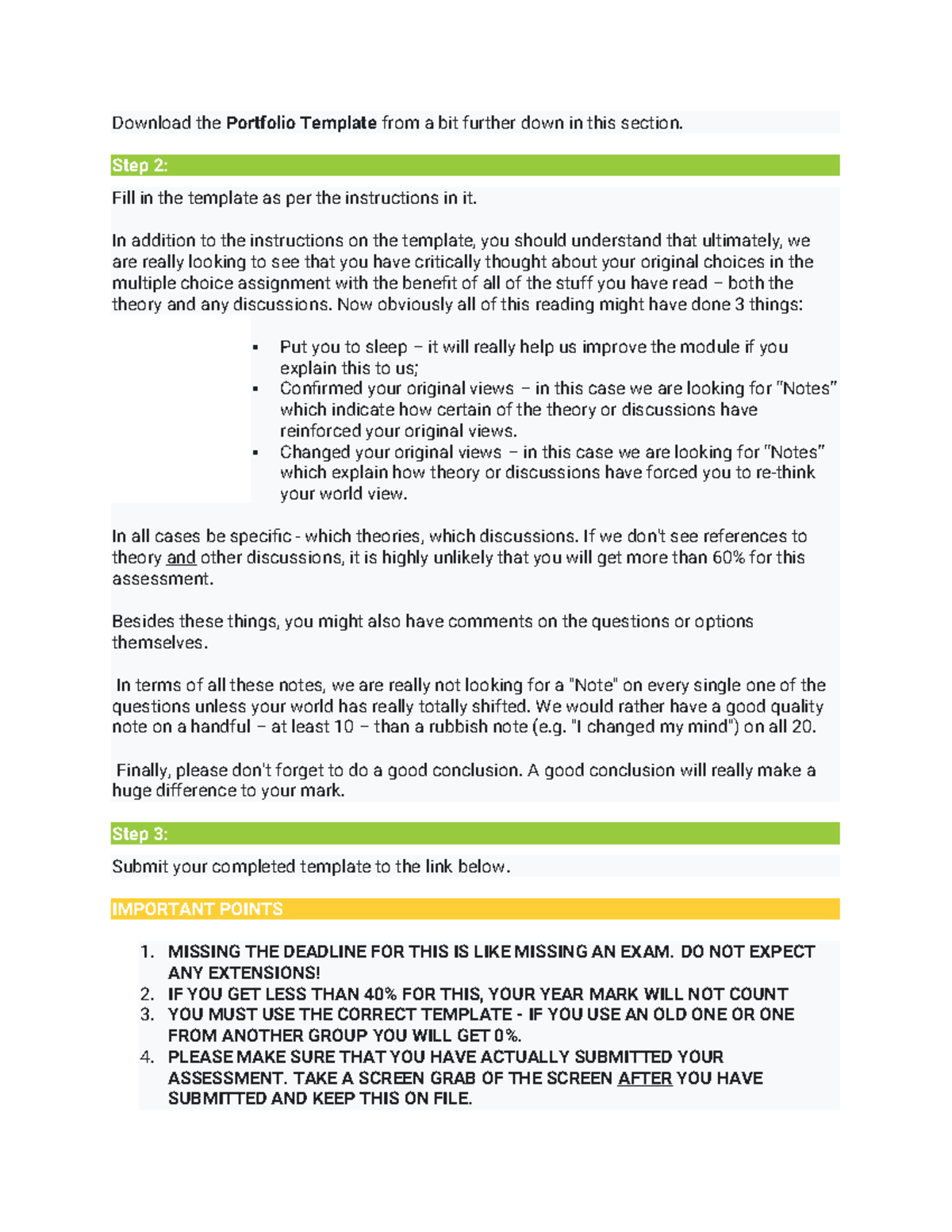 SUS ASSGN 8 Portfolio Instructions and Submission Guidelines - Studocu