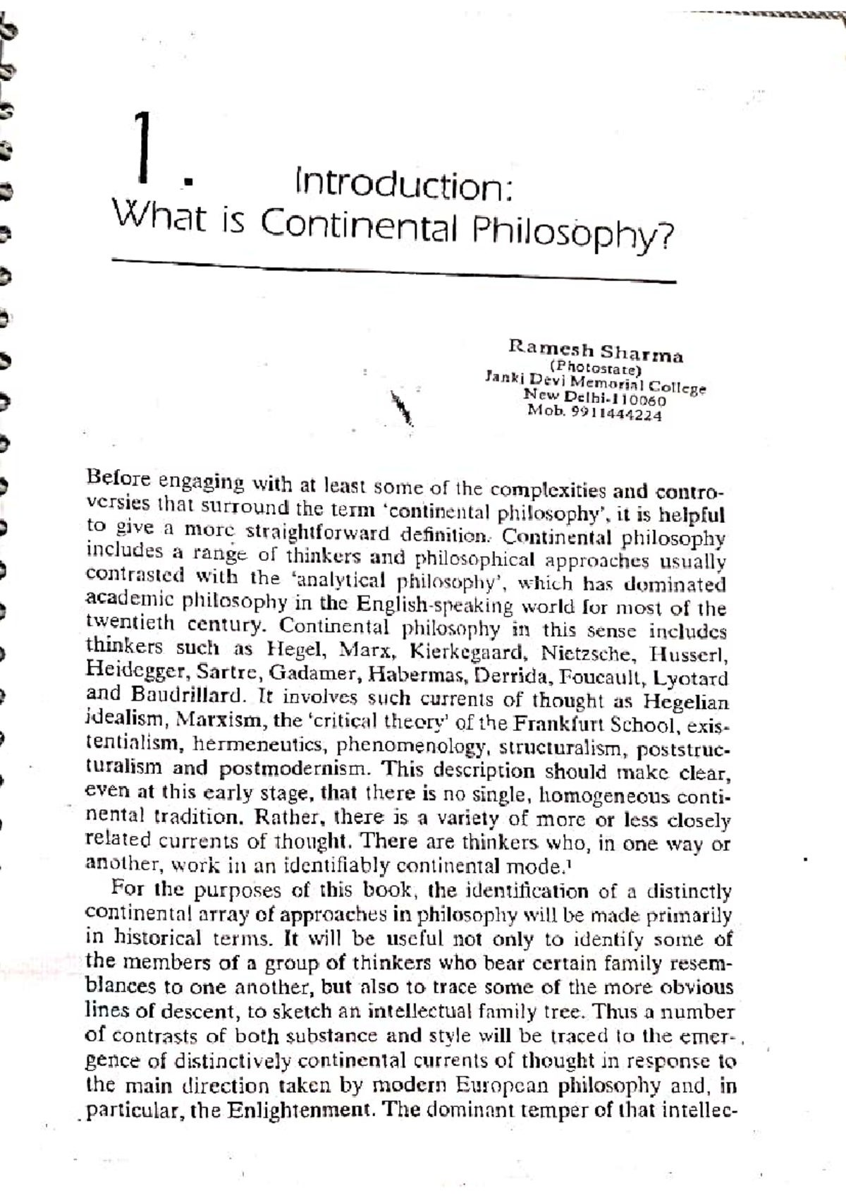 Continental Philosophy: An Introduction to Key Thinkers and Ideas - Studocu