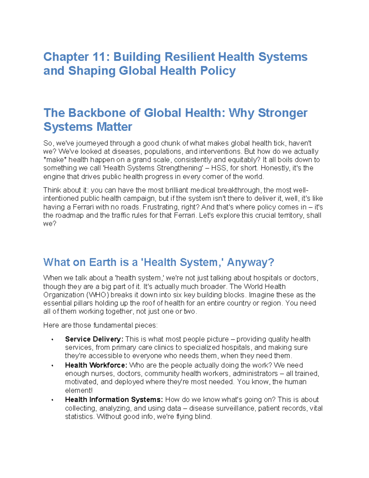 Chapter 11: Building Resilient Health Systems in Global Health Policy ...