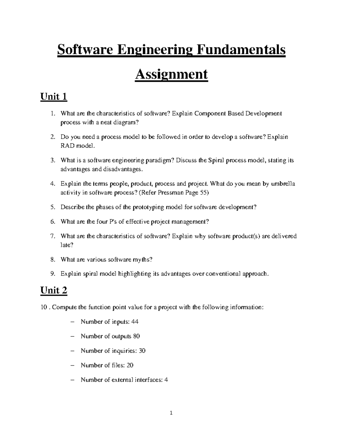 SEF 2023 Assignment Questions & Answers on Software Engineering Concepts - Studocu