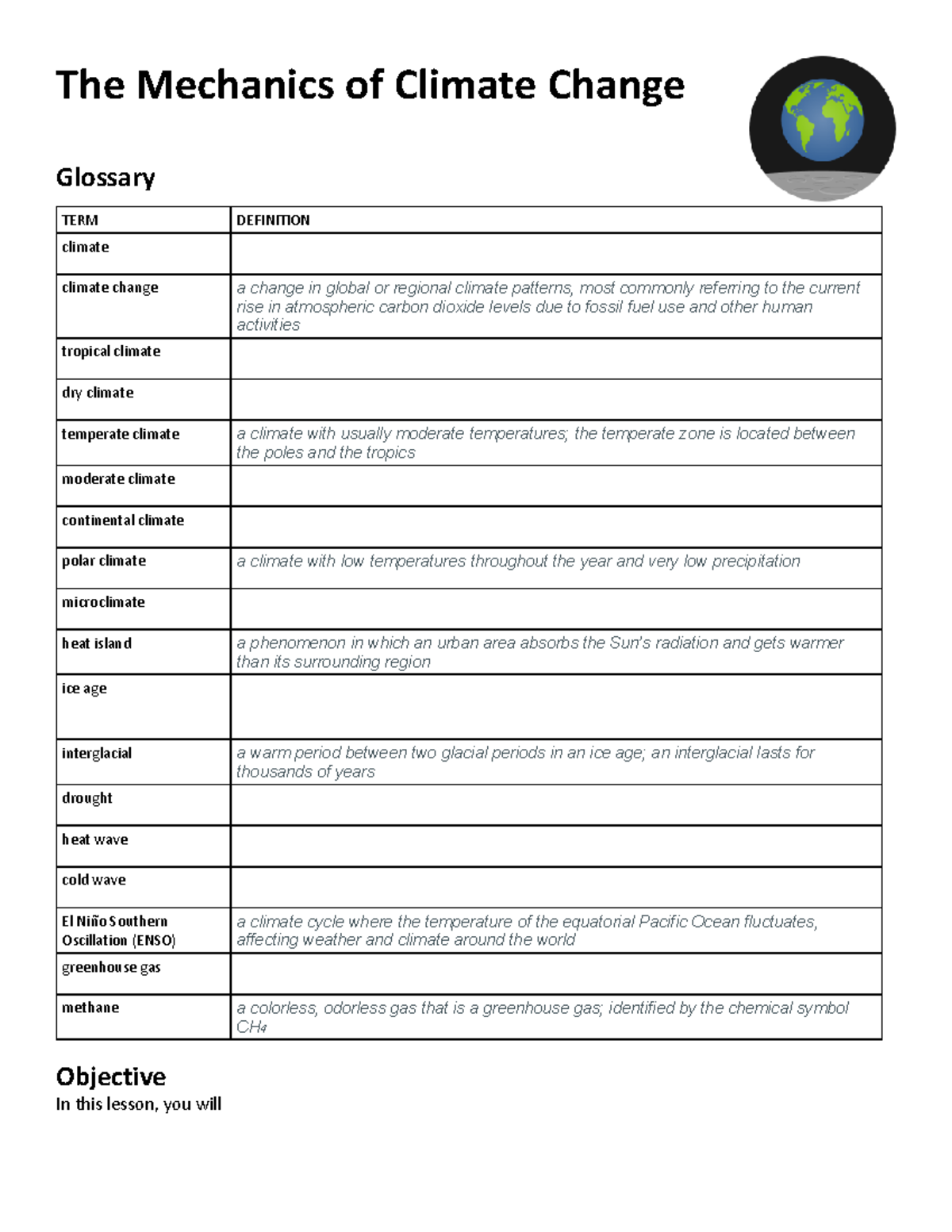 Guided Notes - The Mechanics of Climate Change 5: Key Concepts and ...