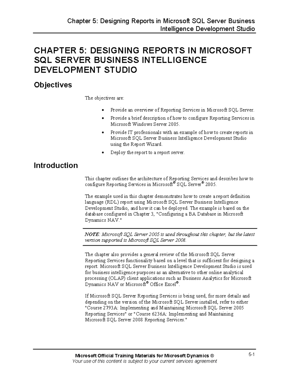 Chapter 5: Designing Reports in MS SQL Server BI Development Studio - Studocu