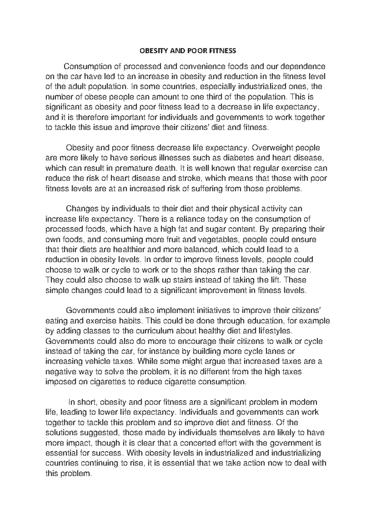 OBE 501: Problem Solution Essay on Obesity & Fitness Challenges - Studocu