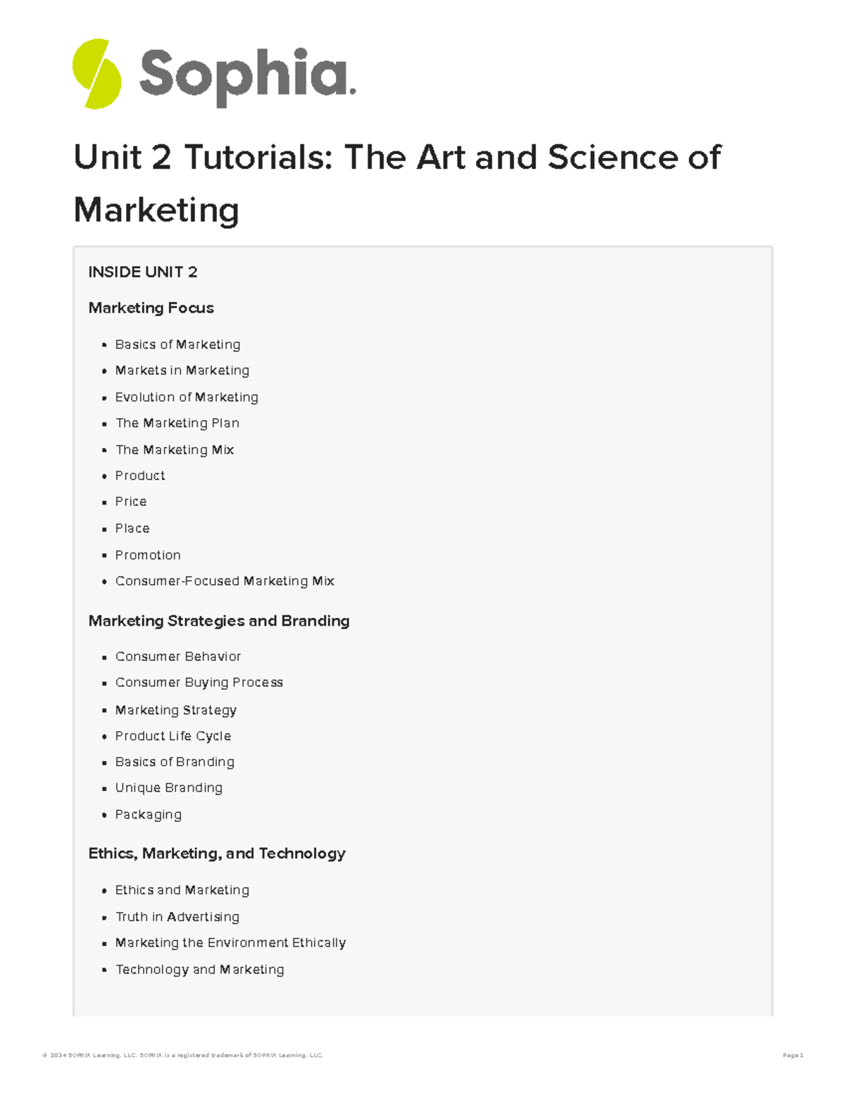 Unit 2 tutorials the art and science of marketing - Unit 2 Tutorials ...