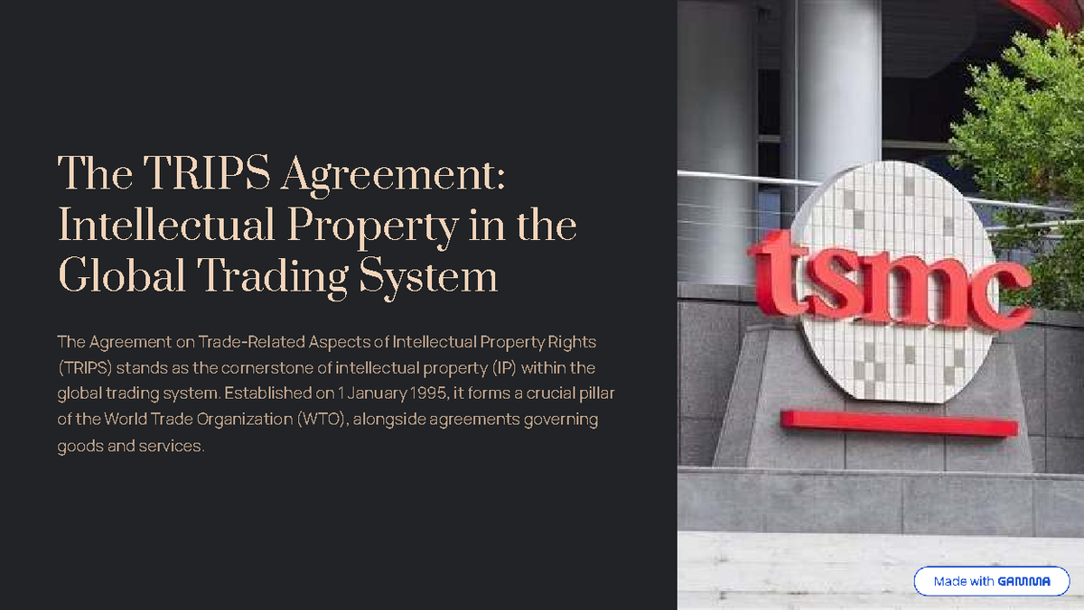 The TRIPS Agreement: Global IP Framework and Key Issues - Studocu