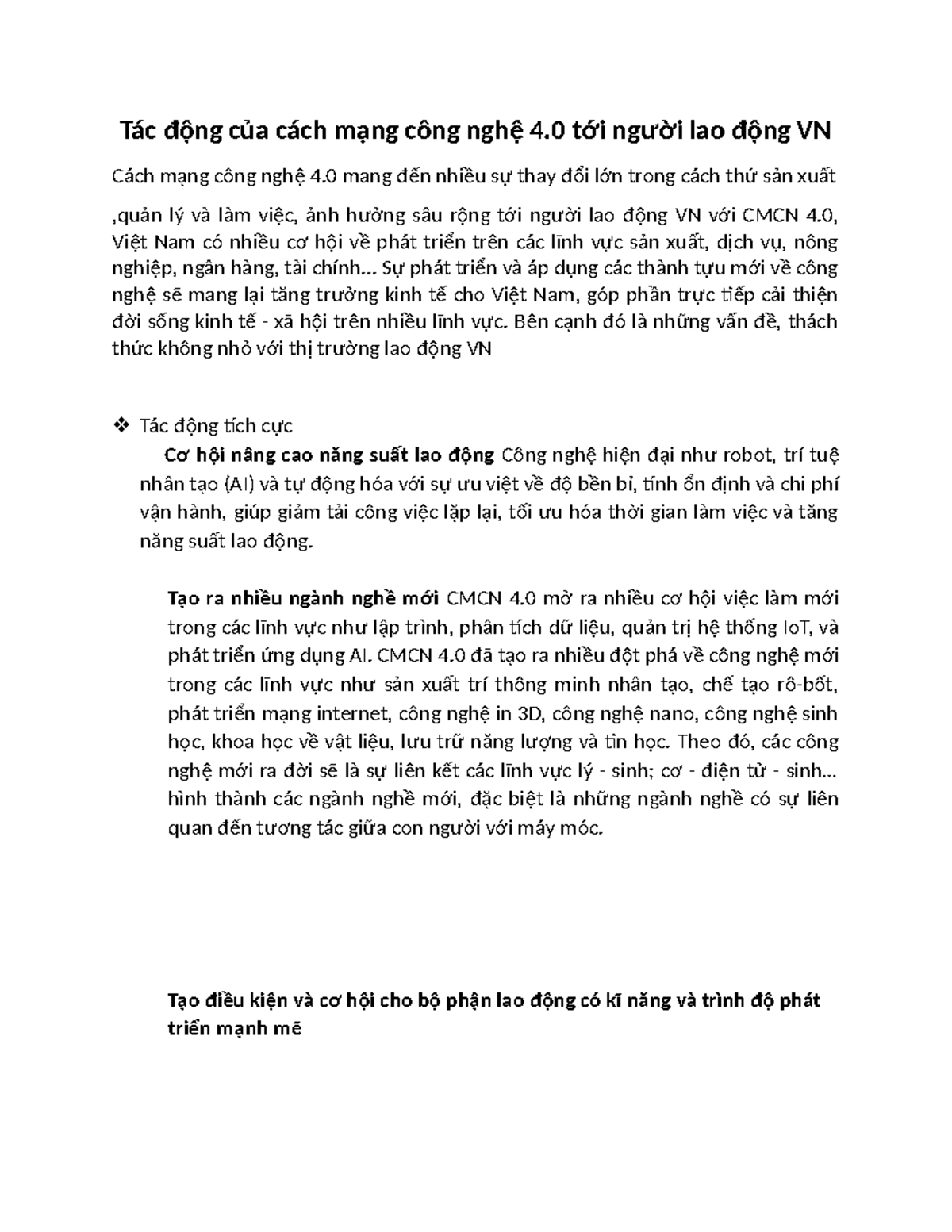 Tác động của CMCN 4 - Thuyết trình triết học Mac Lenin - Tác động của ...