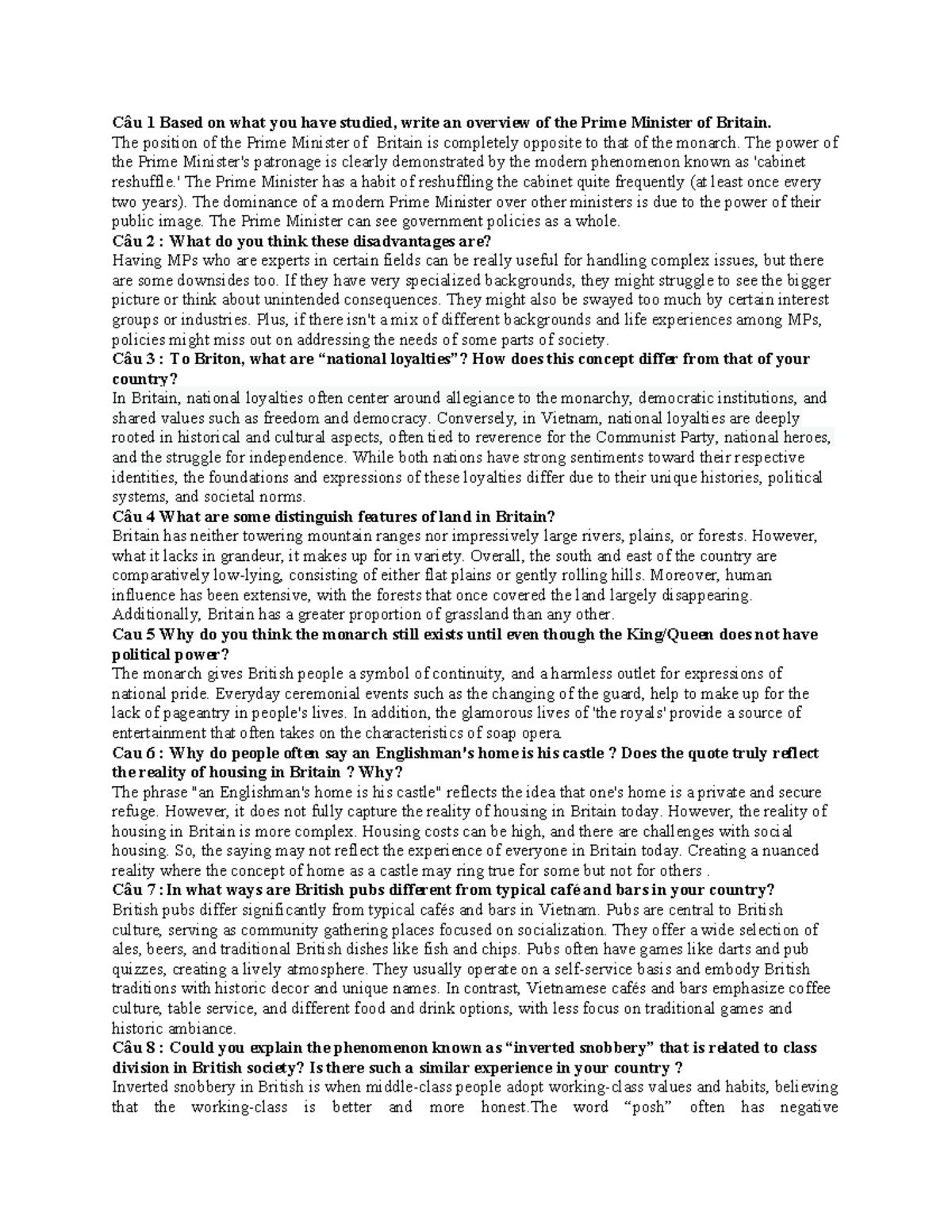 Overview of British Society and Culture - ENG 101 - Studocu