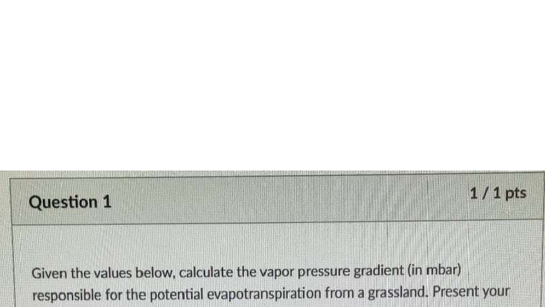 Quiz - Vapor Pressure Gradient Calculation (26.4°C) - Studocu