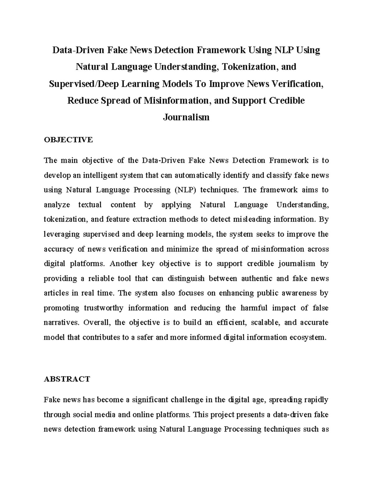 Data-Driven Fake News Detection Framework (NLP) for Misinformation ...