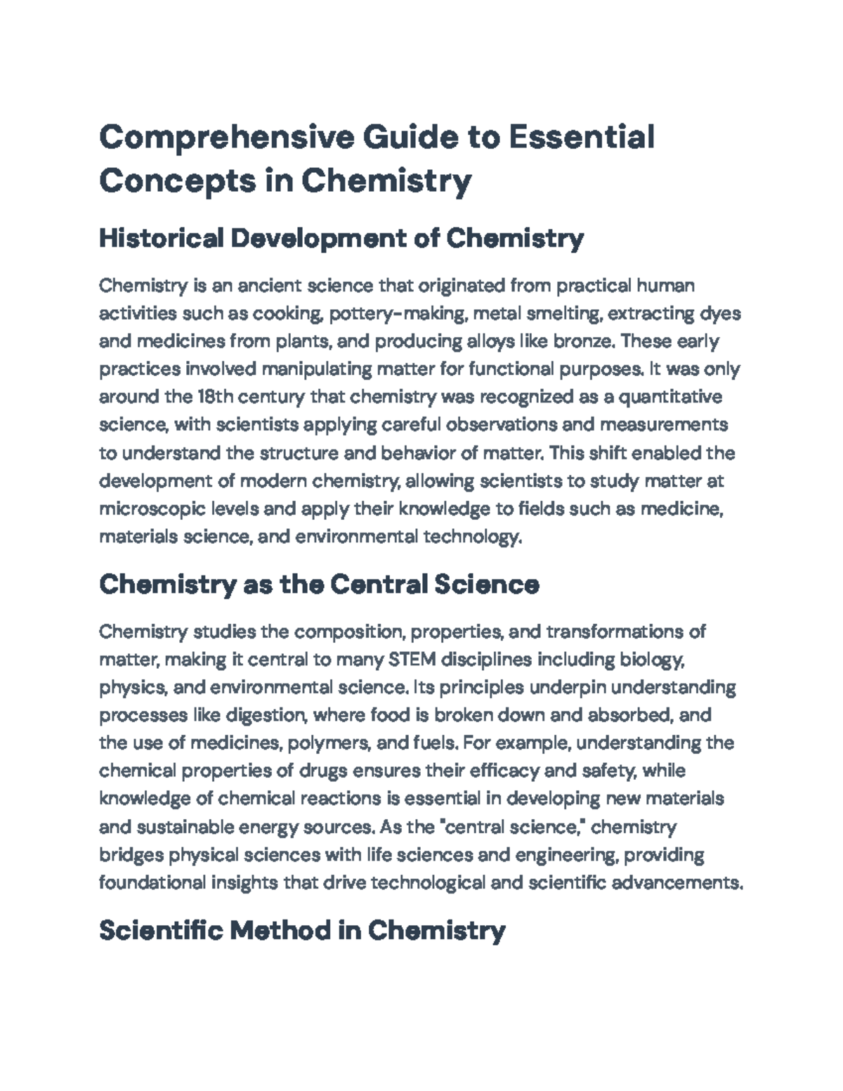 Comprehensive Guide to Key Chemistry Concepts for STEM Studies - Studocu
