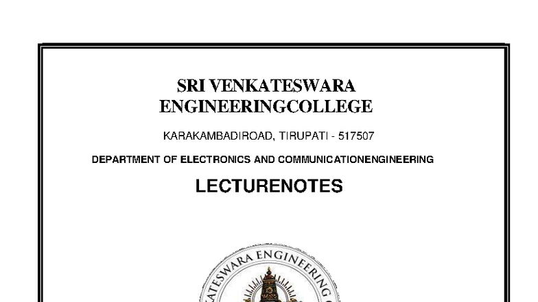 Signals & Systems Lecture Notes - ECE R20 Regulation - Studocu