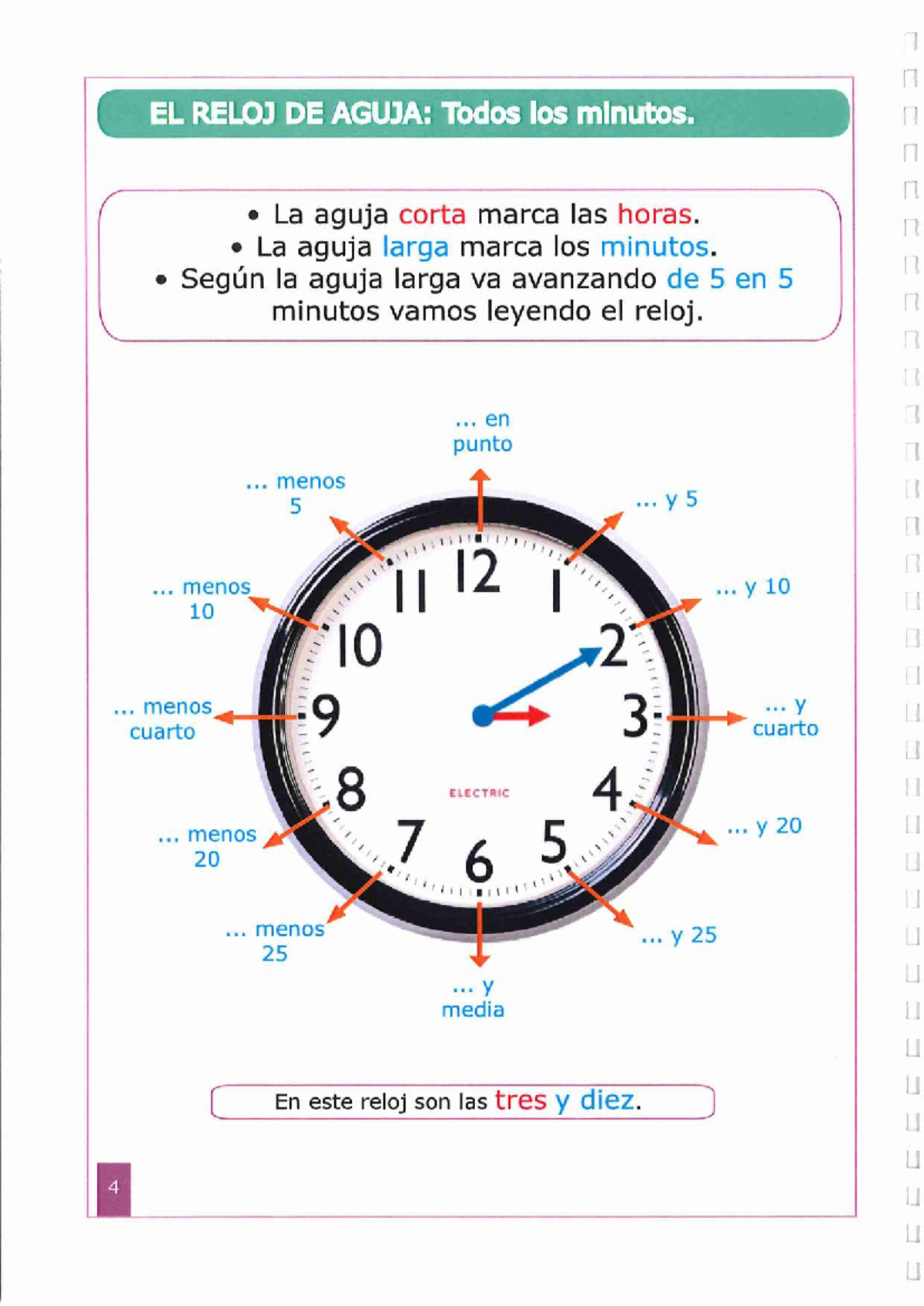 Actividades sobre la lectura de la hora y minutos - ELEC 4 - Studocu