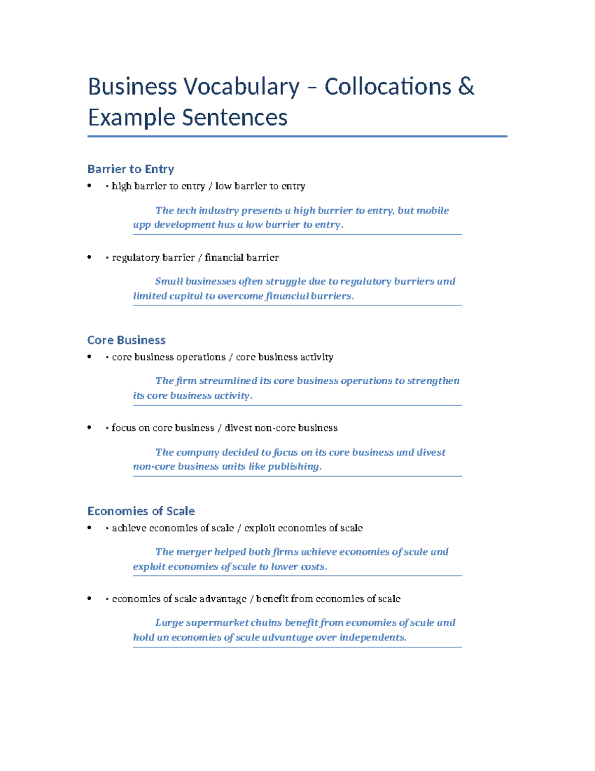 Business Vocabulary Collocations - Business Vocabulary – Collocations ...