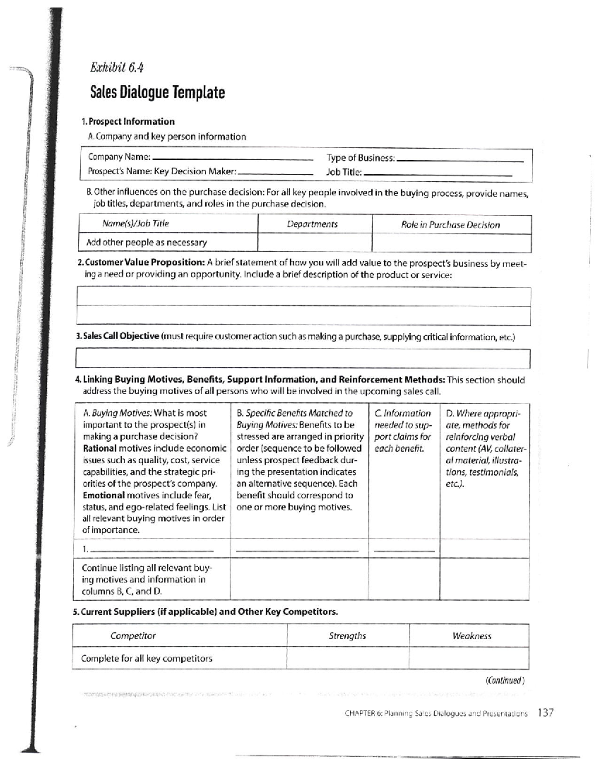 Sales Dialogue Template gives information - Exhibit 6 Sales Dialogue ...