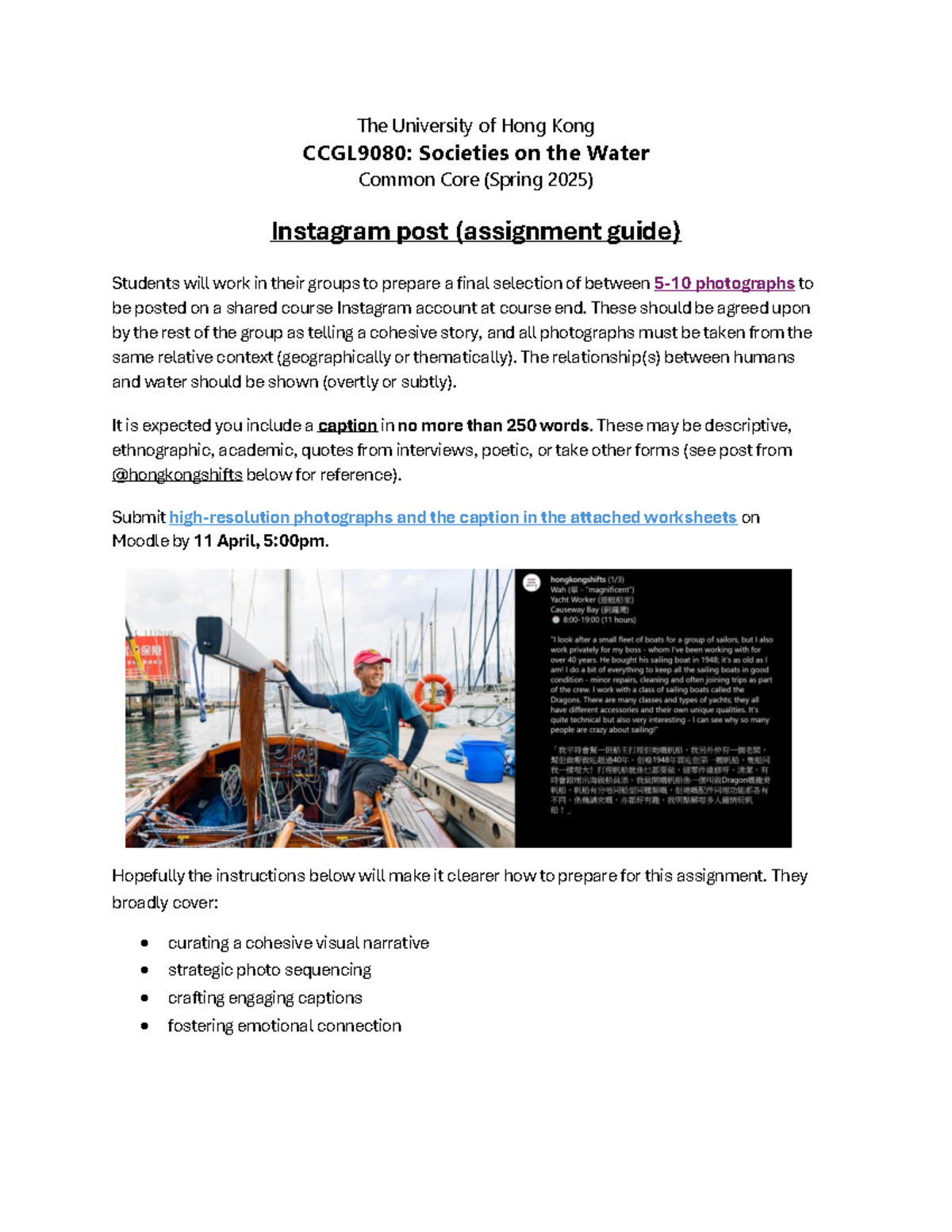 CCGL9080: Final Assignment Guide for Instagram Post on Water Societies ...