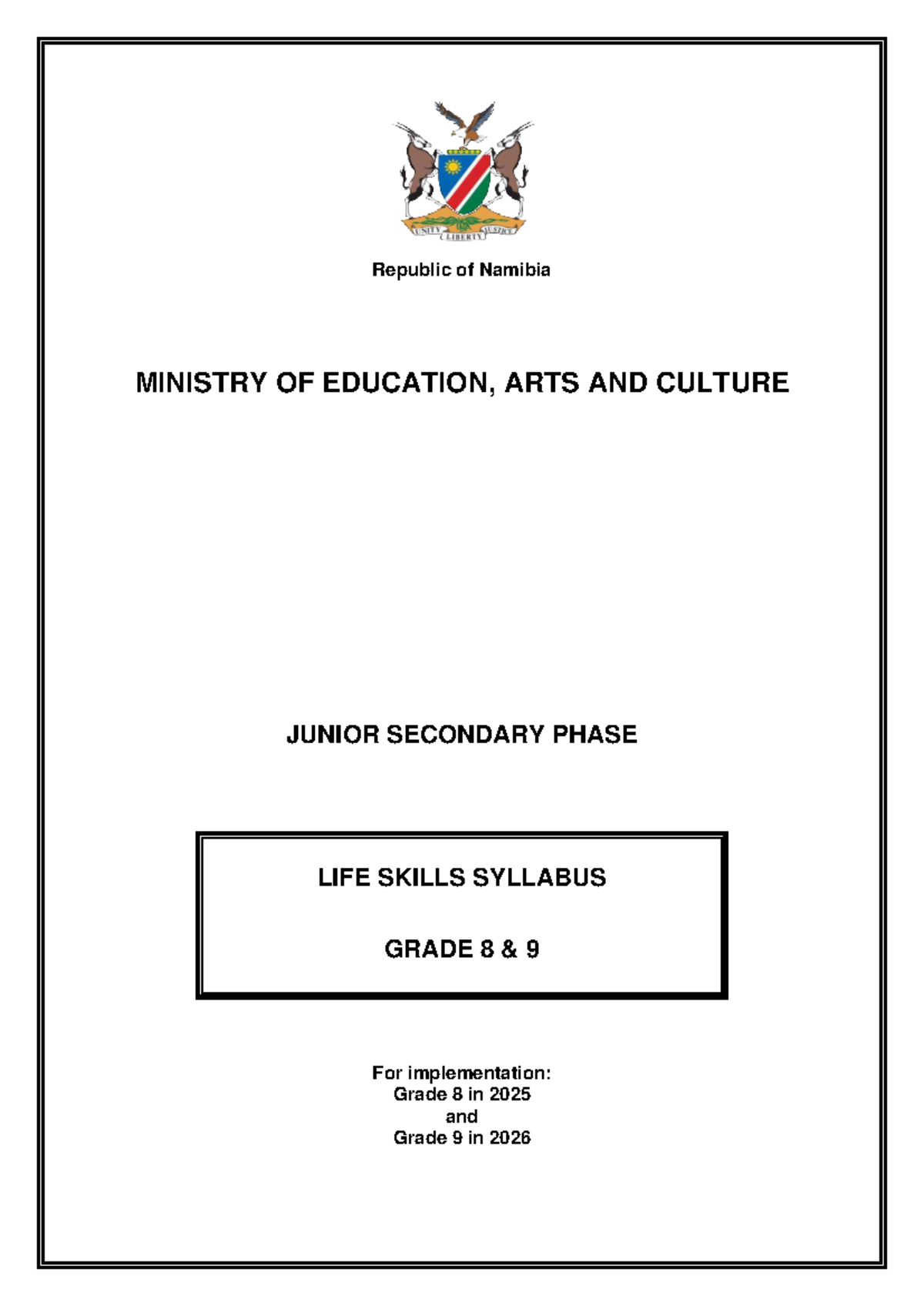 Life Skills Syllabus for Junior Secondary Phase (Grade 8 & 9) - NIED ...