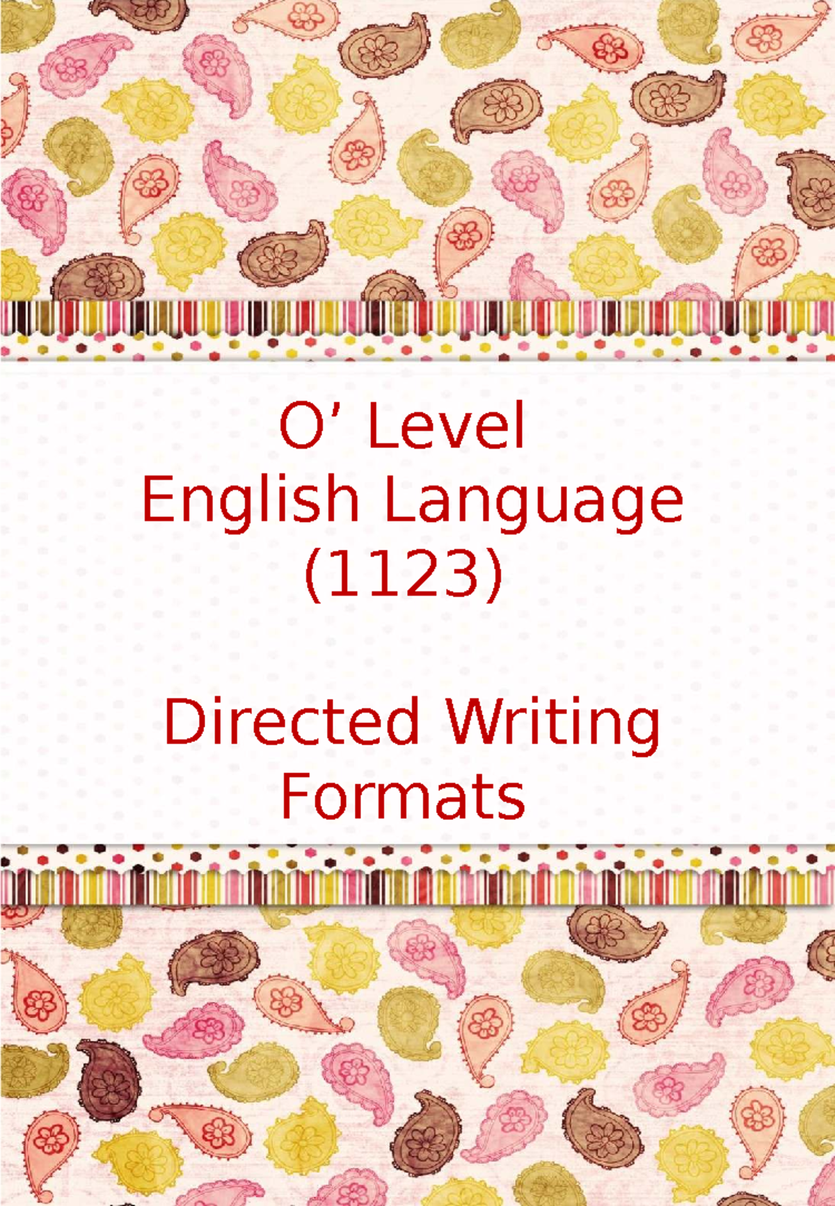 Directed Writing Formats for English Language (1123) - Studocu